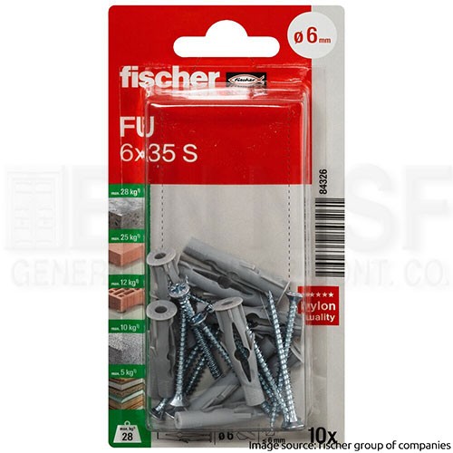 BINNISF-FISCHER FU 6X35 SK /BLISTER/ PLUG + COUNTER SUNK SCREW 10 ...