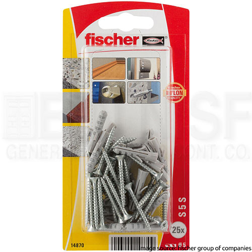 BINNISF-FISCHER BLISTER S-5 GKS PLUG + COUNTER SUNK SCREW 25 PIECES ...